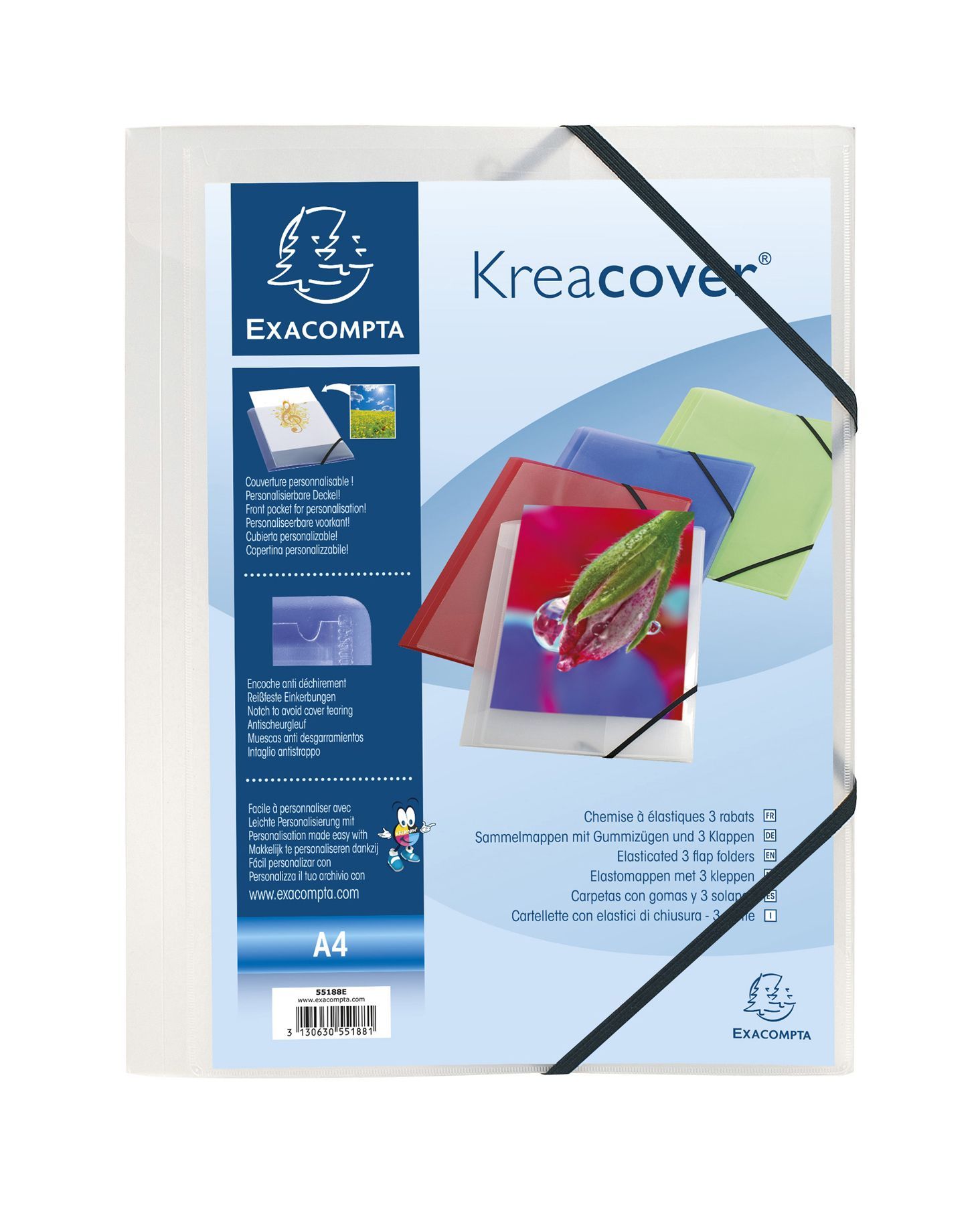 Farde à rabats et élastiques Exacompta KREACOVER personnalisable en ...