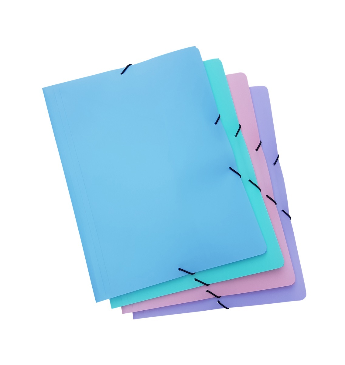 Farde à rabats et élastique en plastique PASTEL