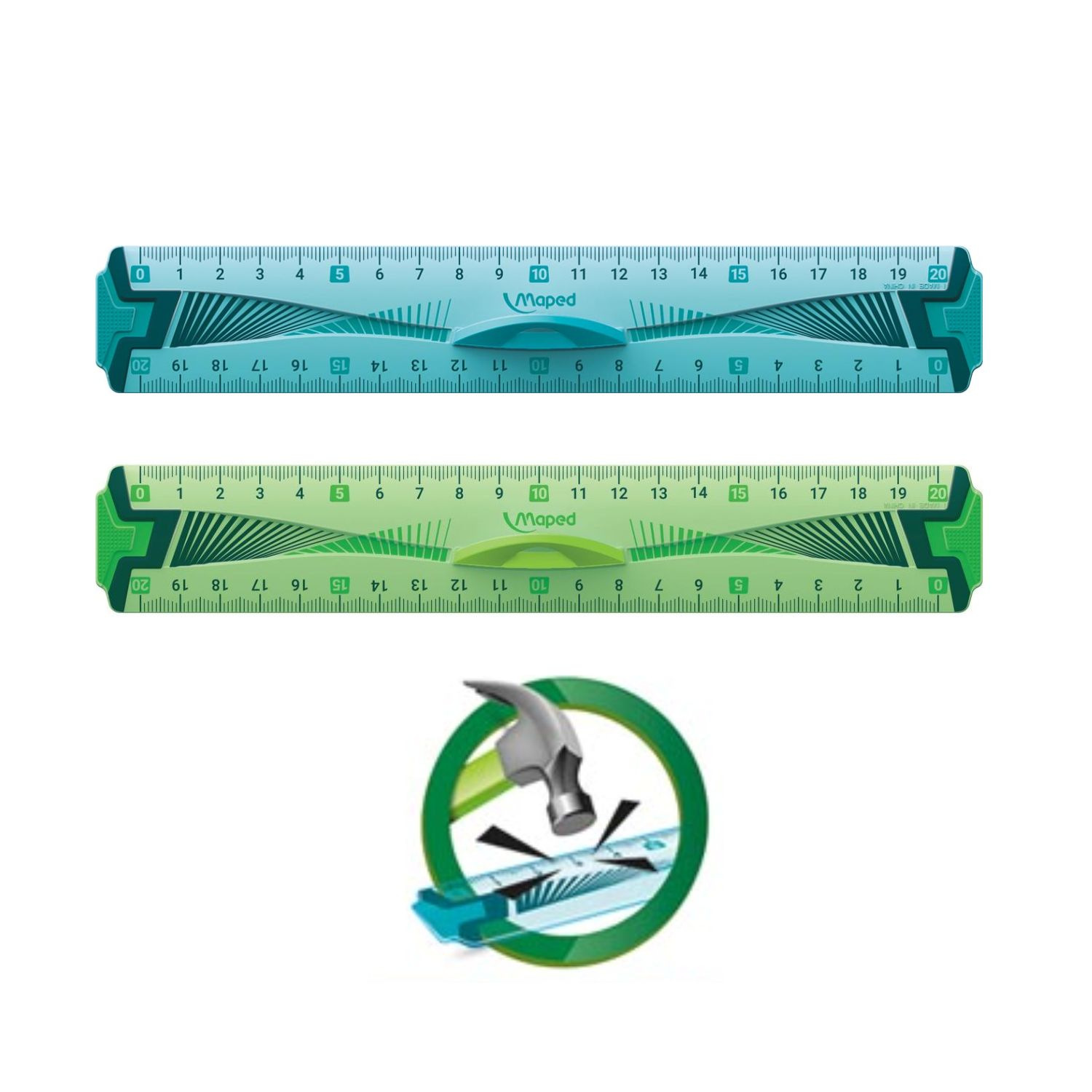 Double décimètre en plastique Maped INCASSABLE - 20 cm