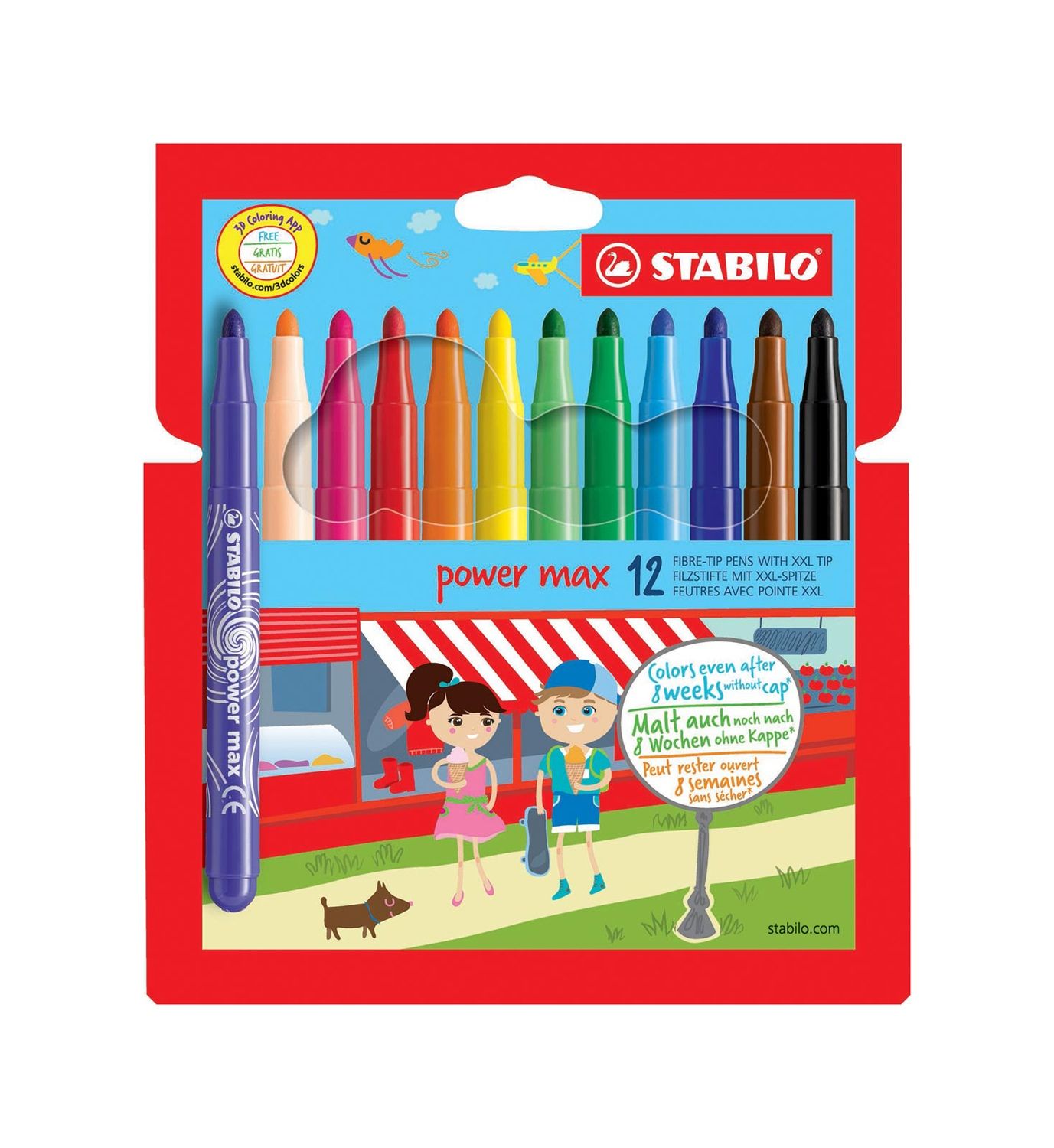 Feutres de coloriage STABILO POWER MAX - pointe extra-large - étui de 12
